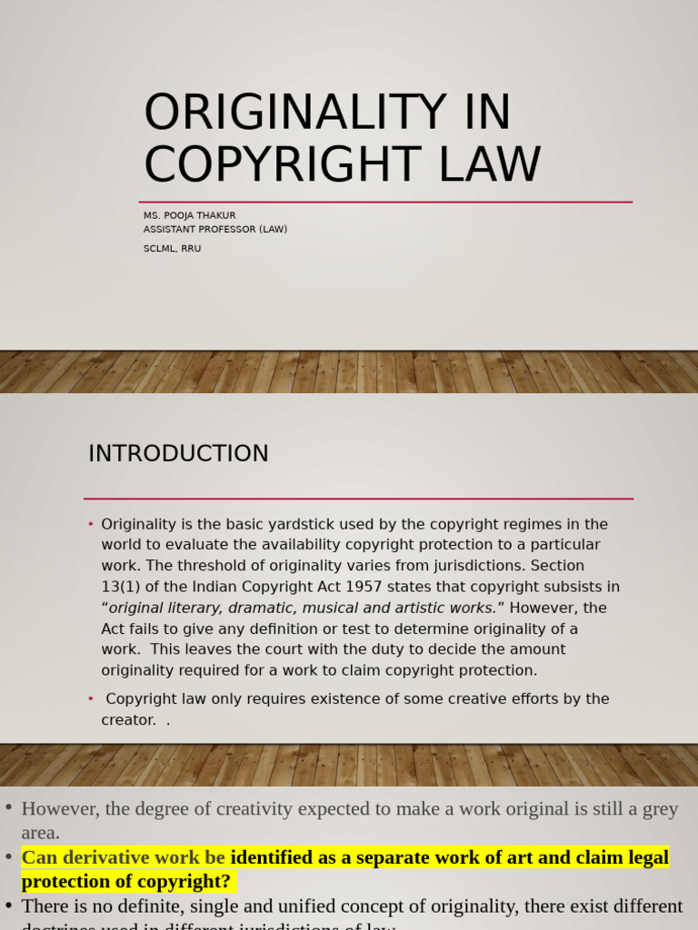 Originality in Copyright Law | PDF | Freedom Of Expression Law ...