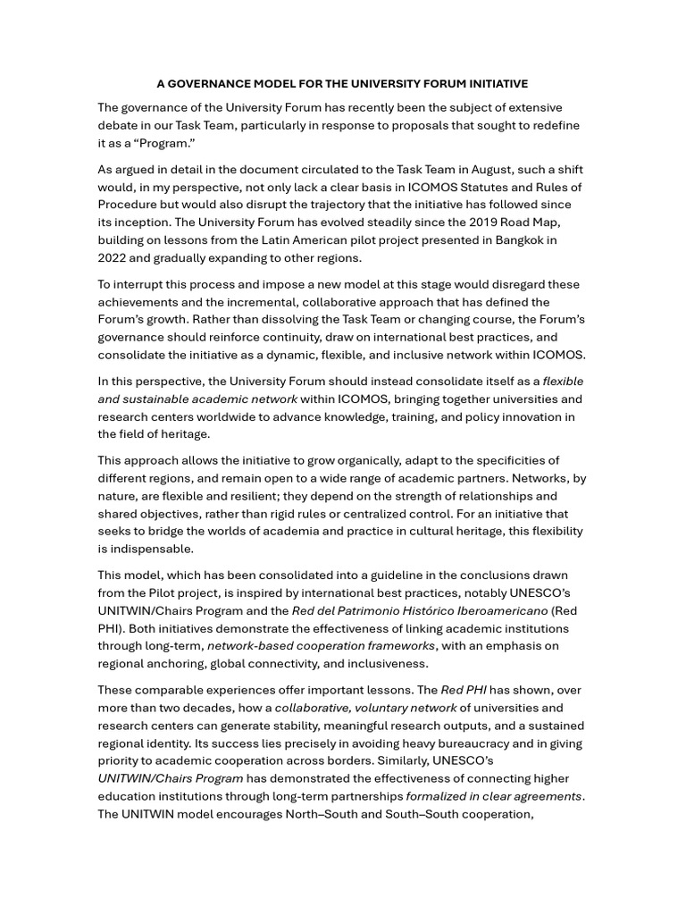 A Governance Model For The University Forum Initiative | PDF | Governance