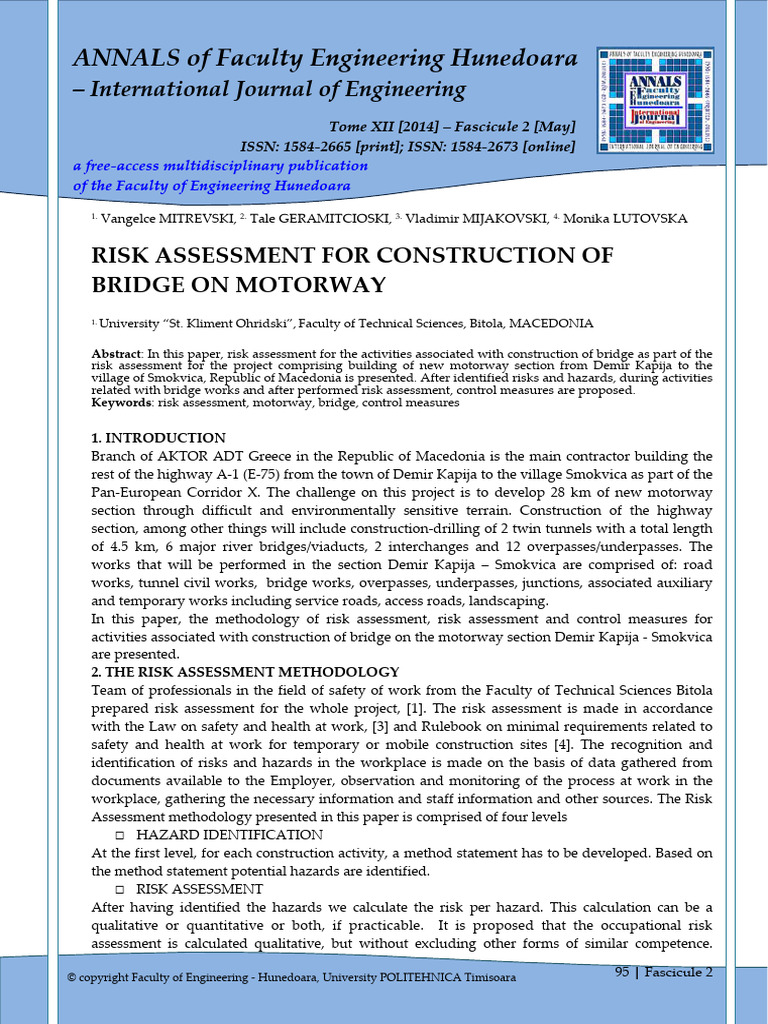 Risk Assessment for Bridge Construction | PDF | Risk | Risk Assessment