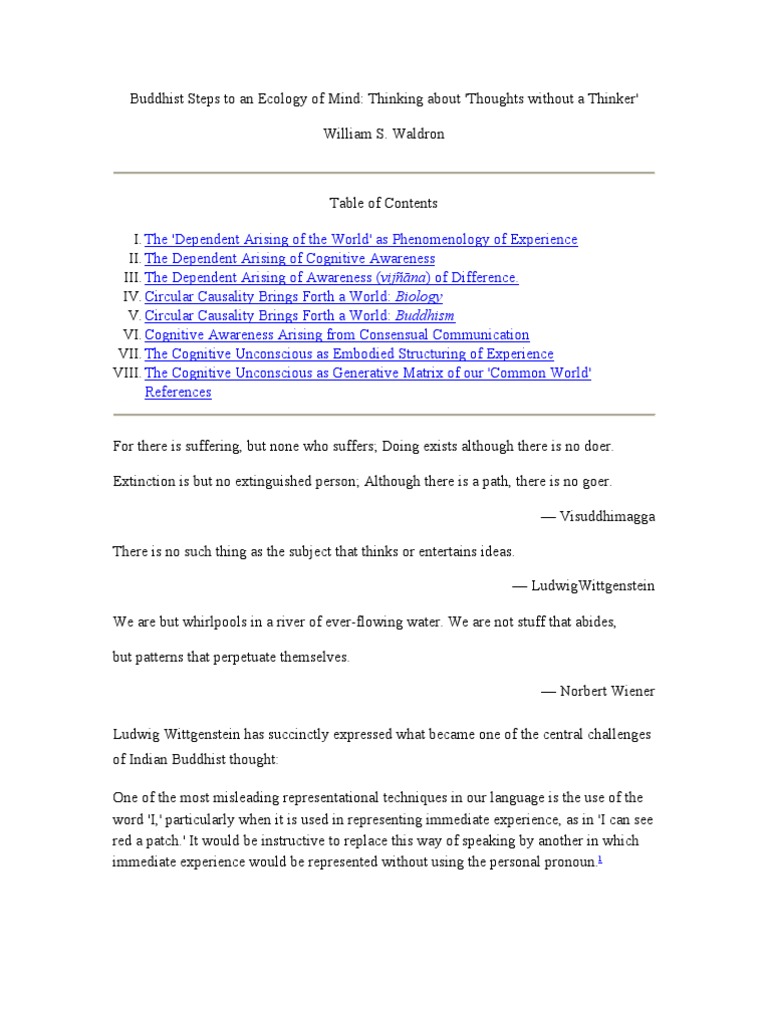 Waldron Buddhist Steps To An Ecology of Mind | PDF | Mind | Awareness