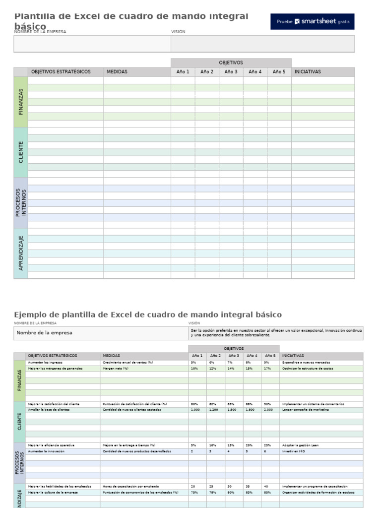 Plantilla Excel Cuadro de Mando Integral | PDF | Business | La ...