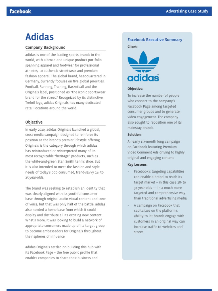 Adidas Originals Facebook Ad Case Study | PDF | Advertising | Facebook