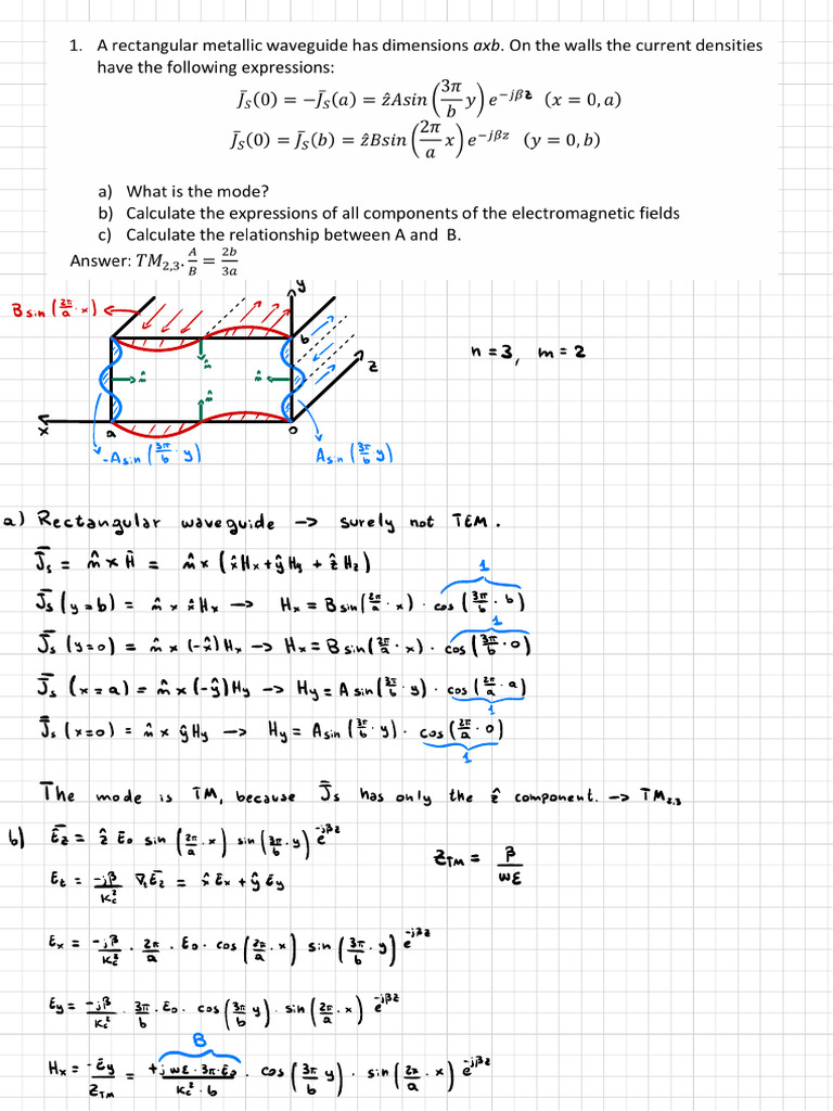Rectangular Waveguides Exercises | PDF | Electromagnetic Radiation | Waves