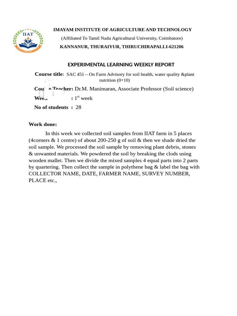 Sac 451 - Weekly Report | PDF