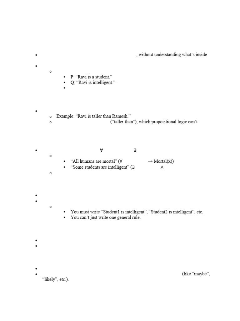 List The Drawback of Propositional Logic | PDF | Logic | Inference