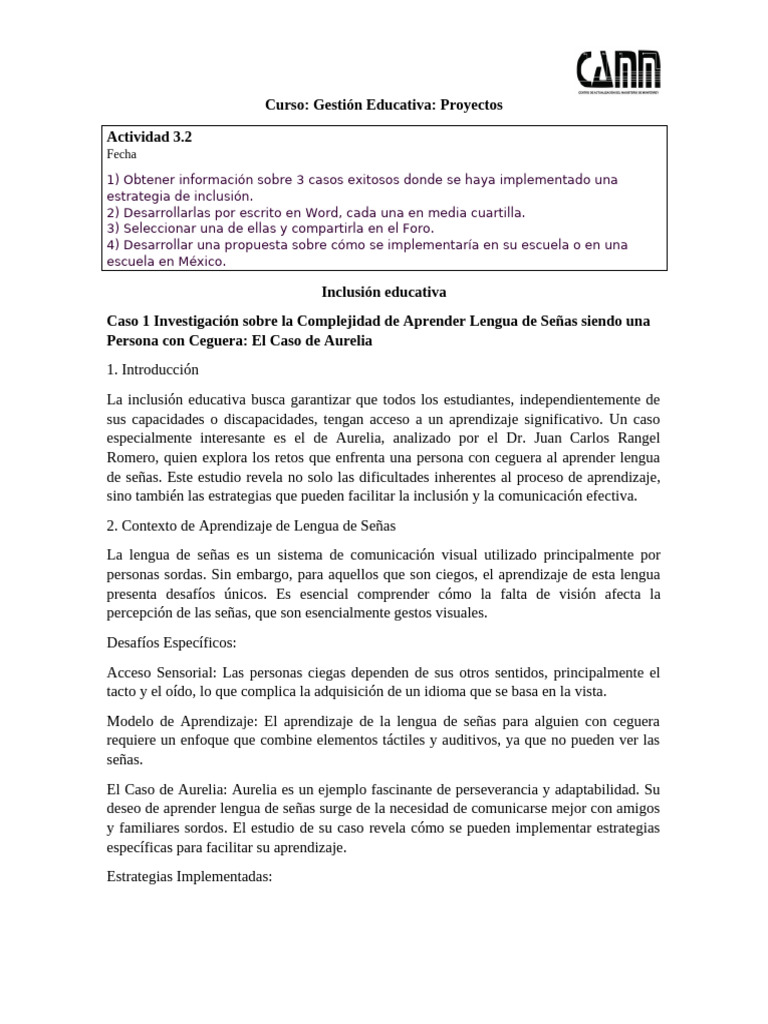 3.11 Formato Actividad | PDF | Inclusión (Educación) | Aprendizaje