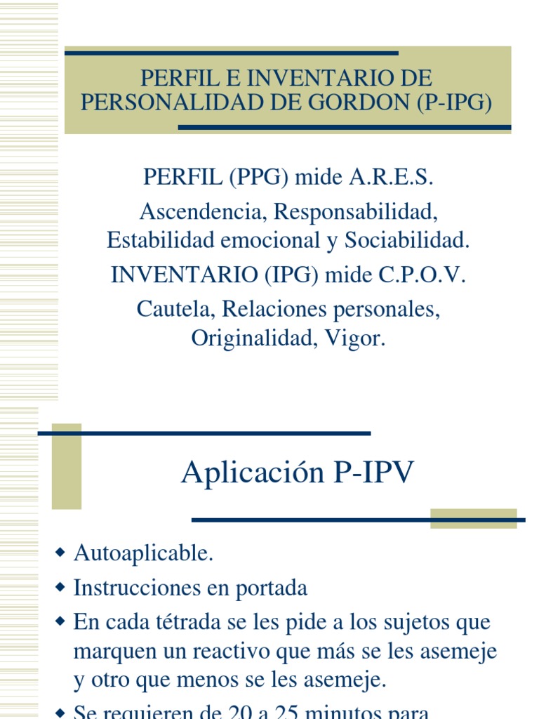 Perfil e Inventario de Personalidad de Gordon (P-Ipg) | PDF | Ansiedad ...