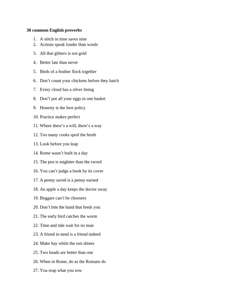 Proverbs - Students | PDF
