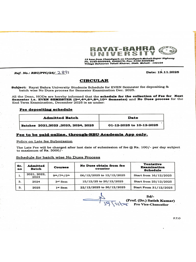 Fee Collection Notice | PDF