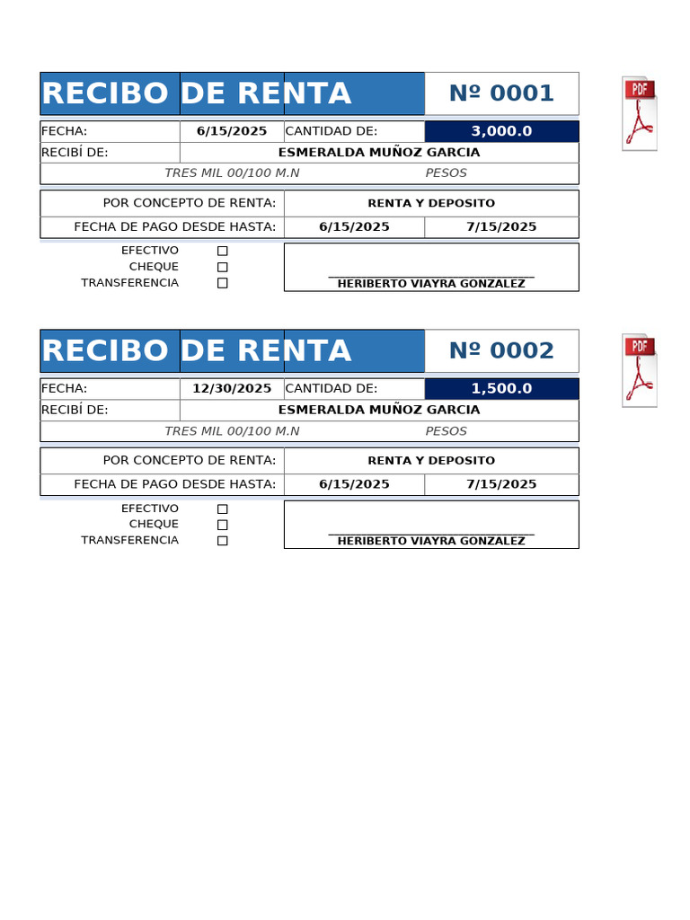 Recibos de Renta: Ejemplo y Formato | PDF