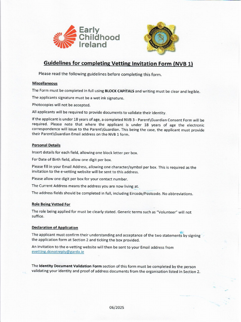 Garda Vetting Blank | PDF