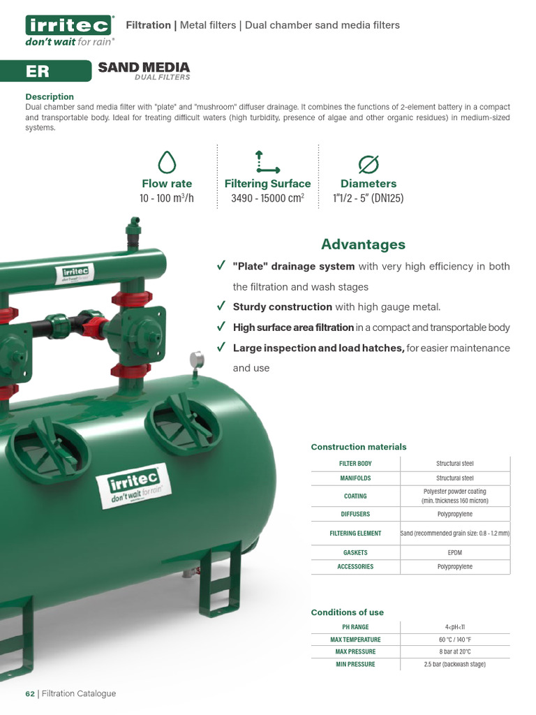 Dual Chamber Sand Media Filter Catalogue | PDF | Filtration ...