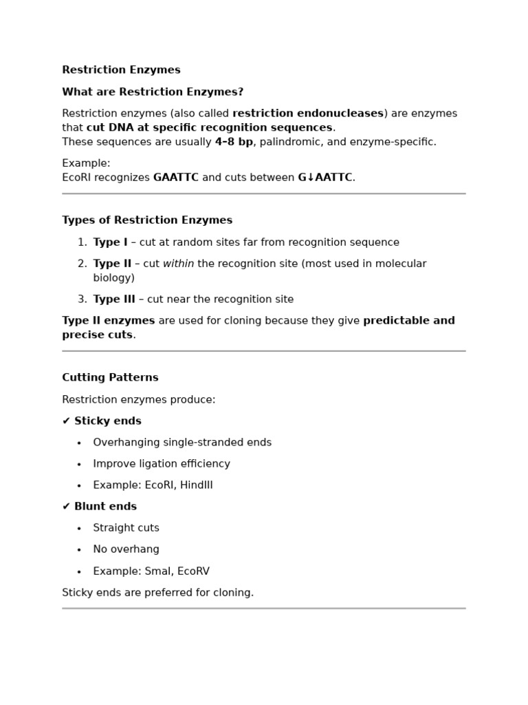 Restriction Enzyme and Digestion of Vector and PCXR Product | PDF ...