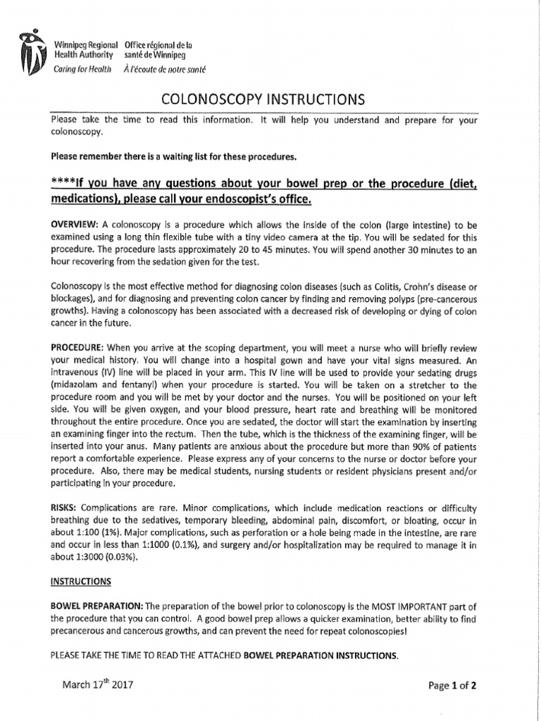 Colonoscopy Prep | PDF