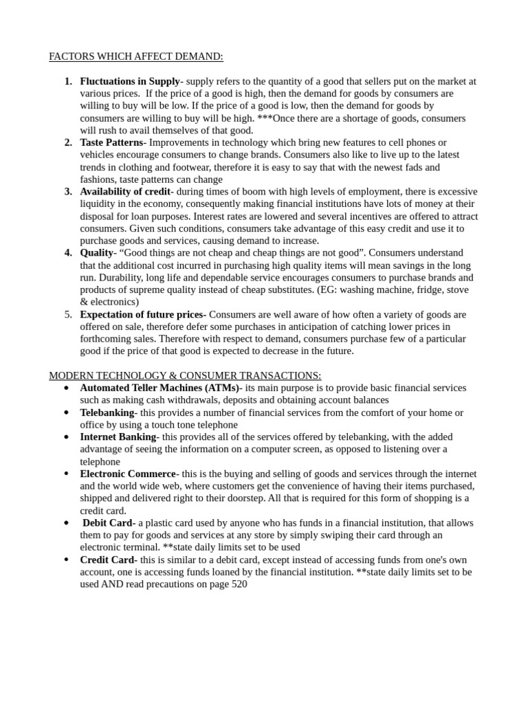 Factors Which Affect Demand | PDF | Demand | Debit Card