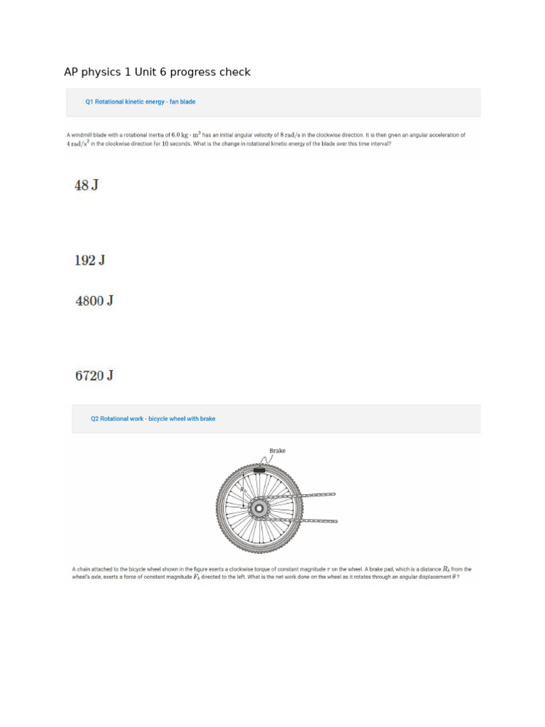 AP Physics 1 Unit 6 Progress Check | PDF