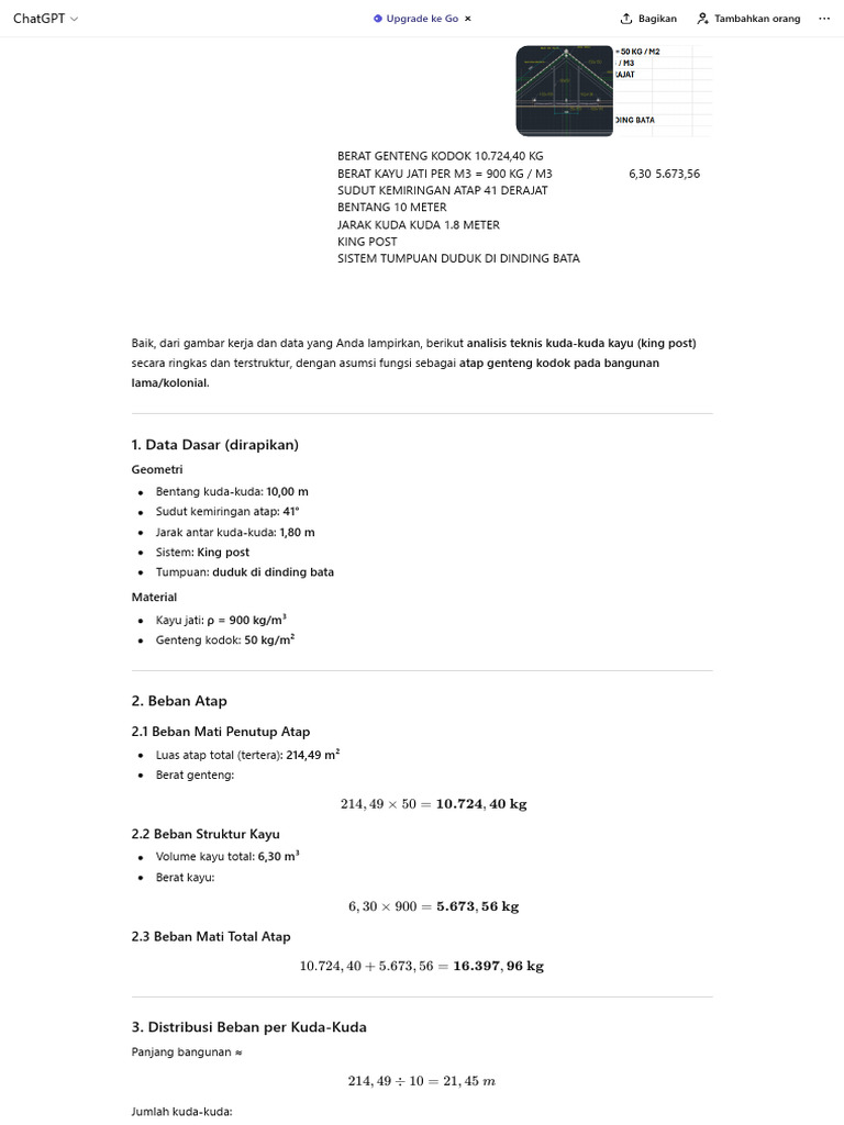Analisis Kuda-Kuda Kayu Jati untuk Atap | PDF
