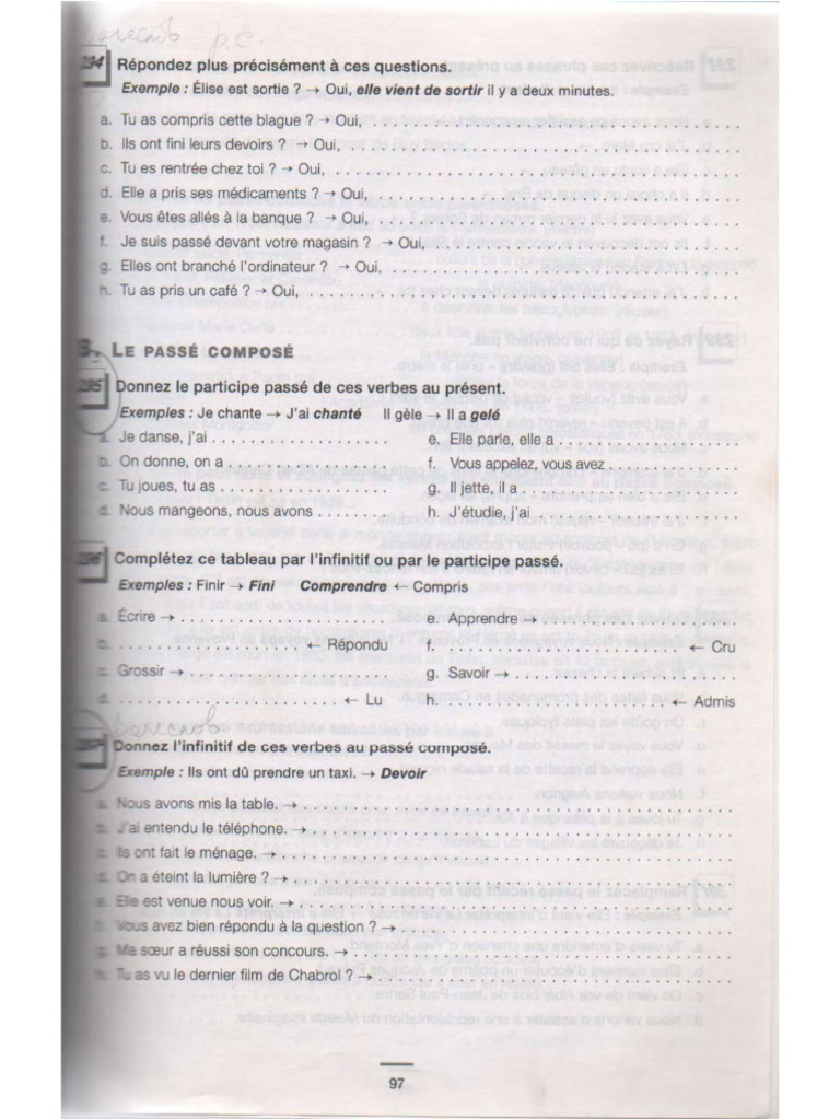 Exercice Passe Compose Et Imparfait | PDF