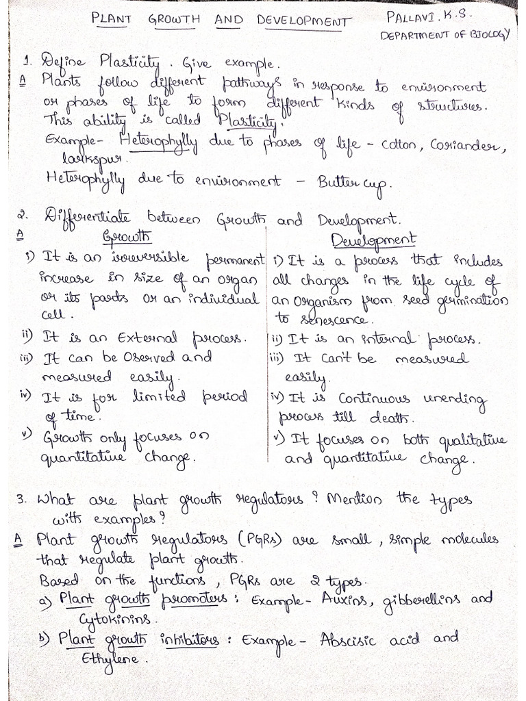 Plant Growth N Development Assignment | PDF