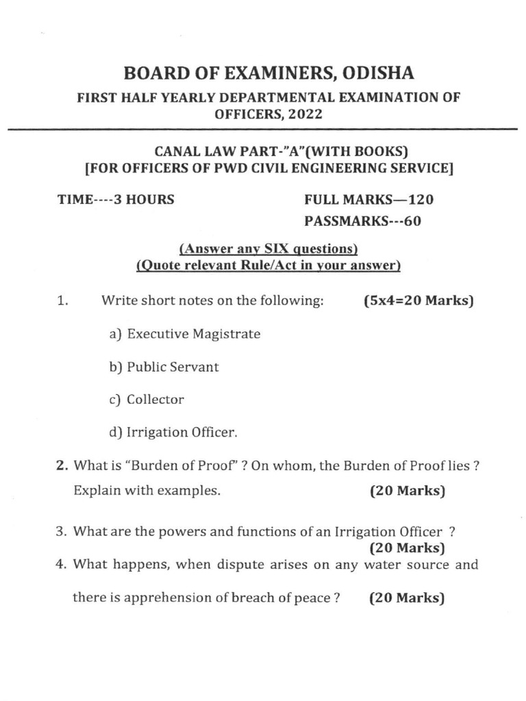 Odisha PWD Civil Exam 2022 Guidelines | PDF