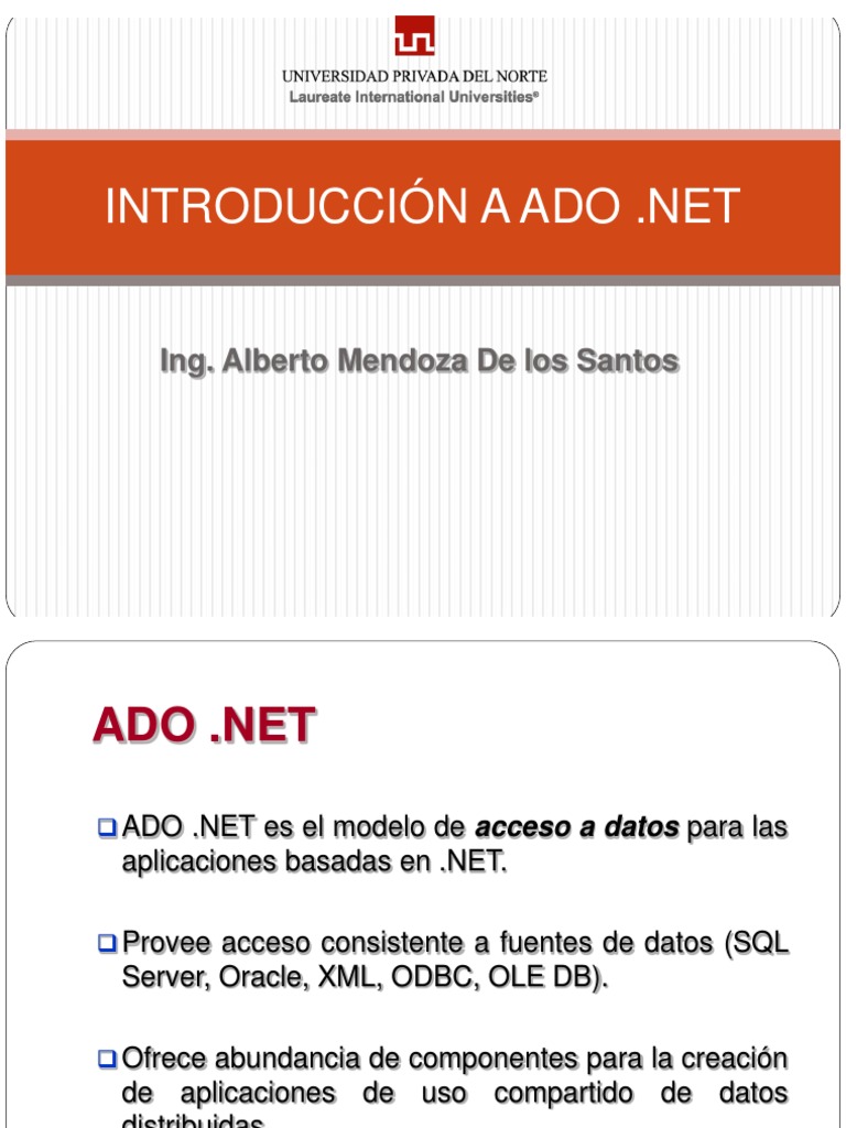 Introduccion a ADO.NET | Active X Data Objects | .NET Framework Introduccion a ADO.NET | Active X Data Objects | .NET Framework