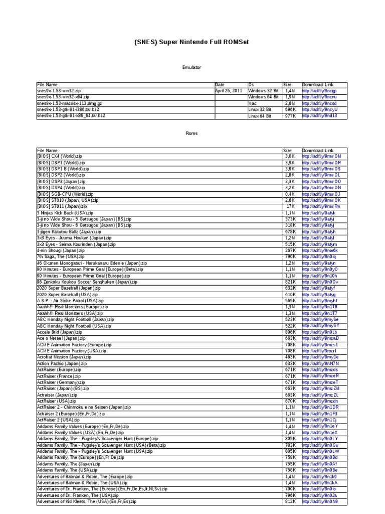 (Snes) Super Nintendo Full RomSet (By Mister Orange) | PDF | Bios | Leisure