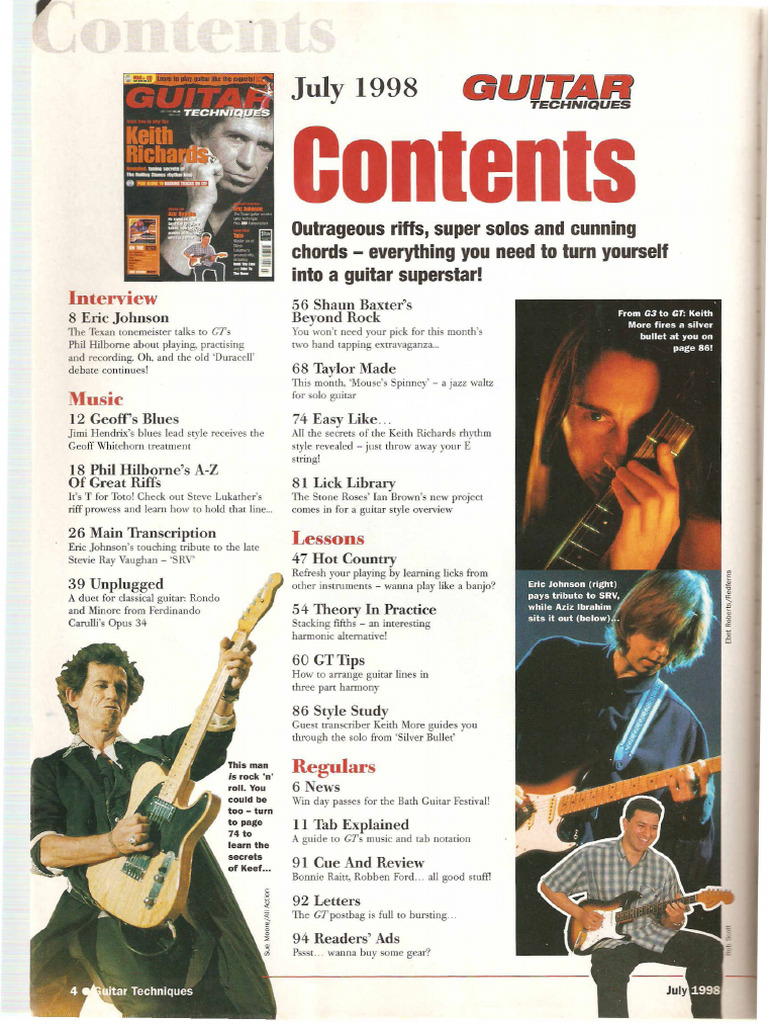 Guitar Techniques: July 1998 Insights | PDF