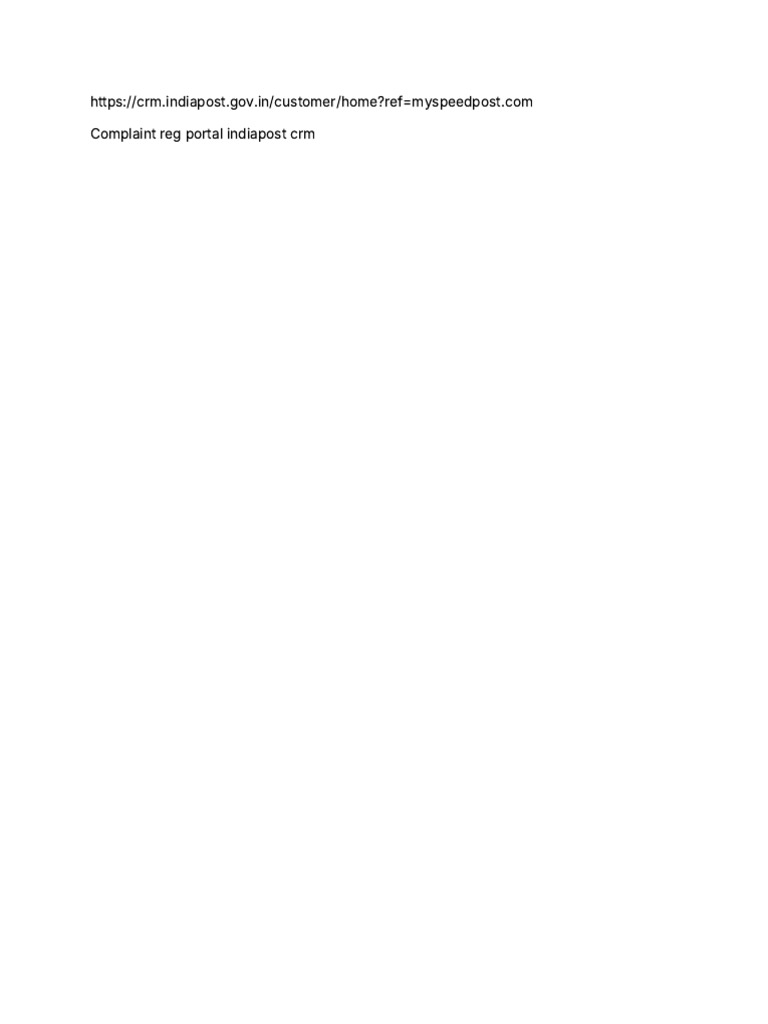 CRM Complaint Registration Portal Indiapost | PDF