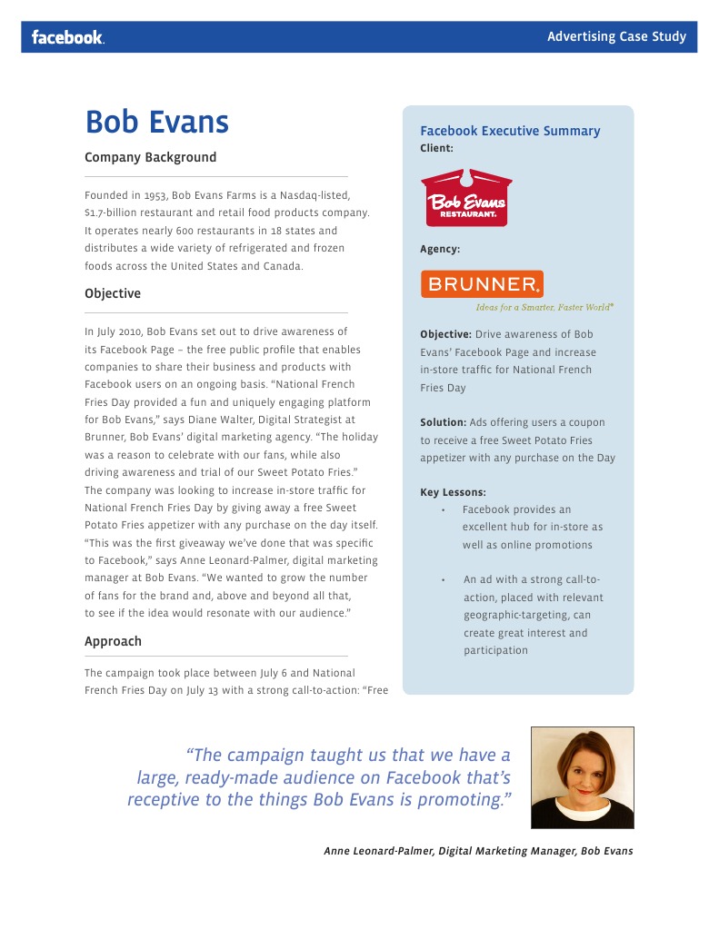 Bob Evans Facebook Ad Case Study | PDF | Facebook | Digital Marketing