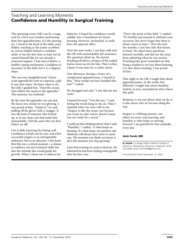 Confidence and Humility in Surgical Training.104 | PDF