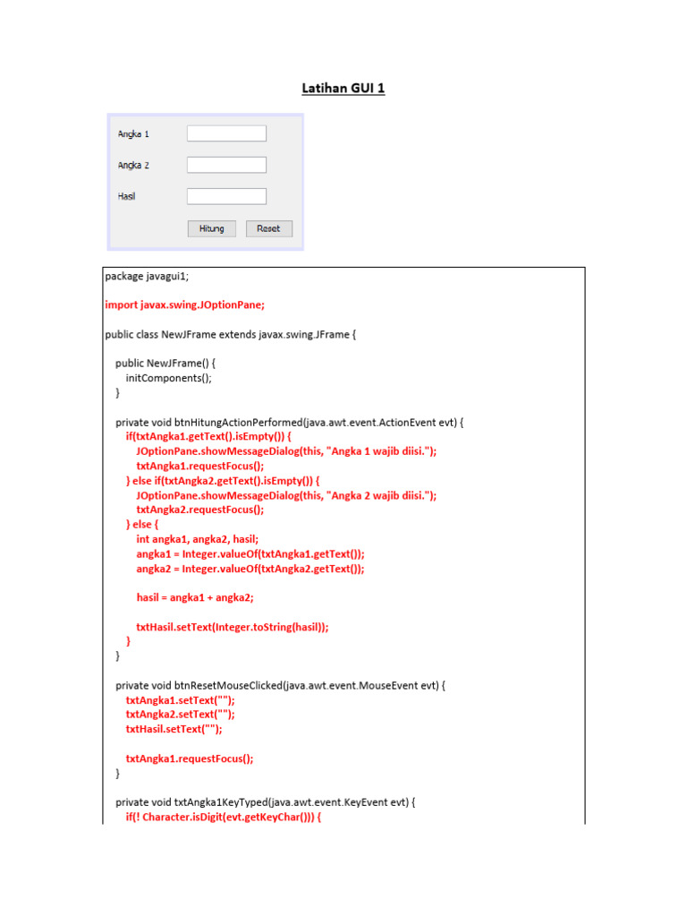 Java GUI Calculator Example | PDF