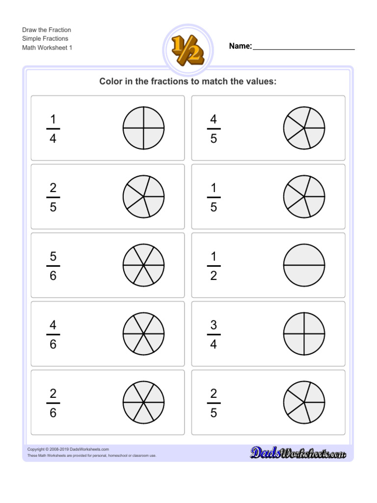 1 Set 1-Simple Graphic Fraction Represent (4Pg) - Assignment | PDF