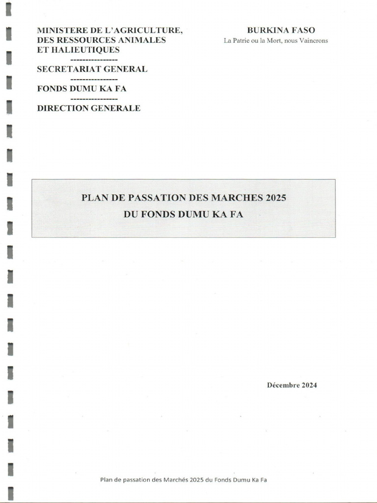 Plan de Passation Des Marches Dumu Ka Fa | PDF