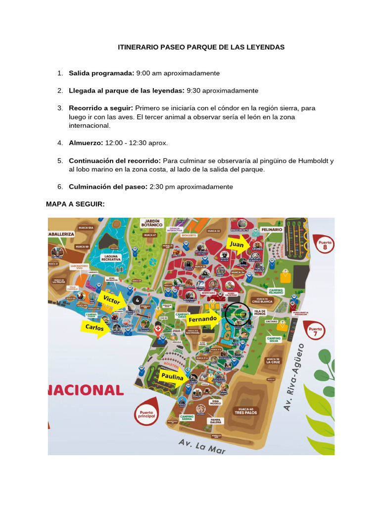 Itinerario Paseo Parque de las Leyendas | PDF