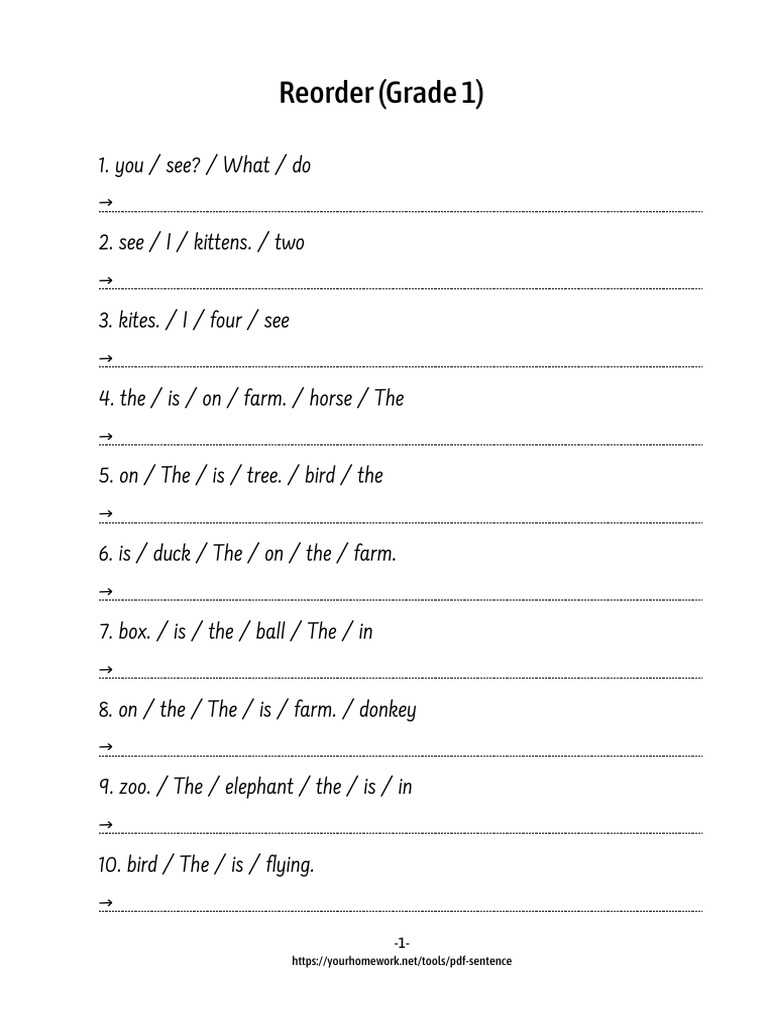 Reorder (Grade 1) - Term 2 | PDF
