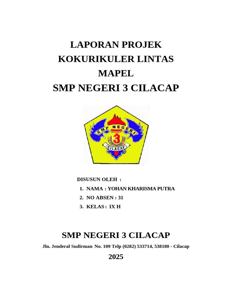 Laporan Projek Kokurikuler SMP 3 Cilacap | PDF