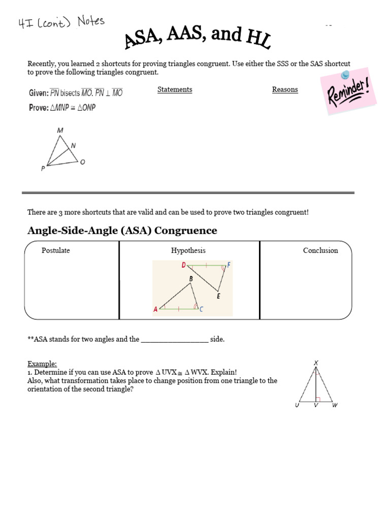 Triangle Congruence Proofs Guide | PDF | Elementary Geometry ...