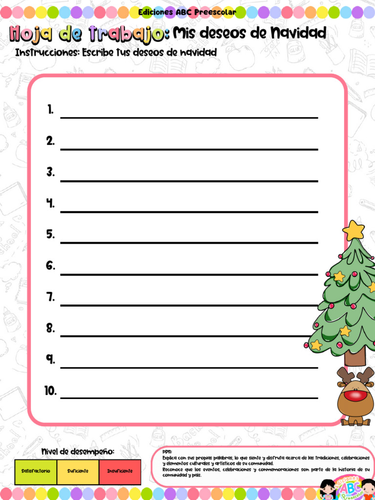 Hoja de Trabajo Mis Deseos de Navidad | PDF