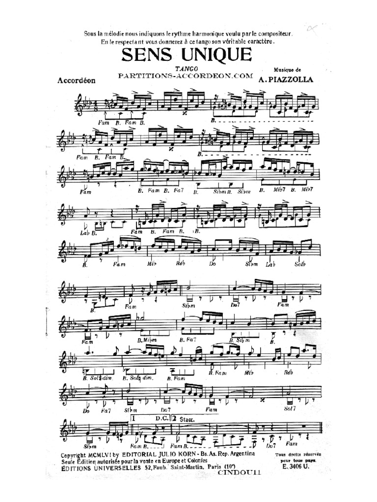 Sens Unique (Tango) | PDF