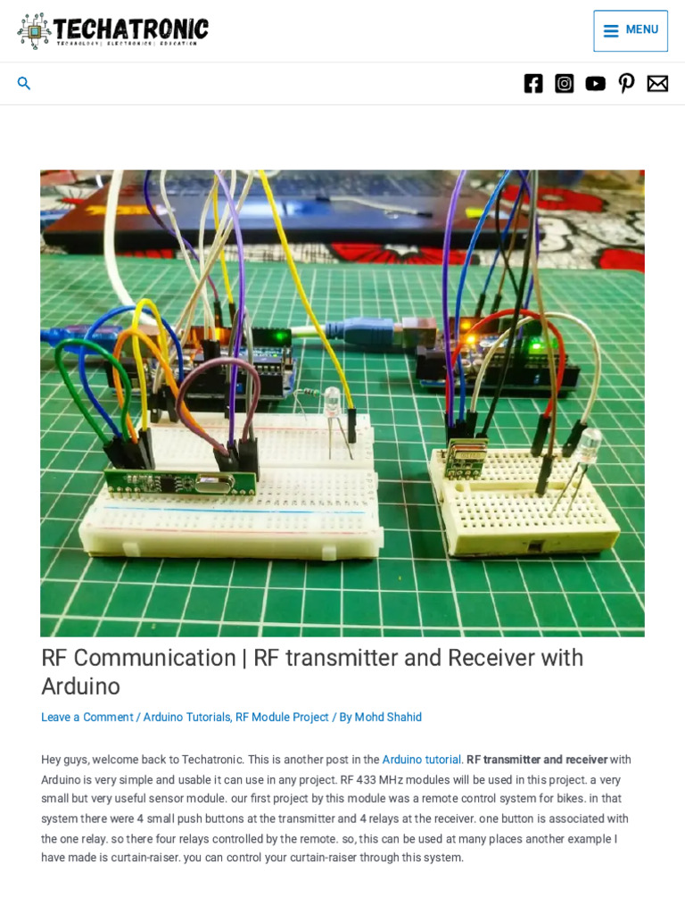 Arduino RF Transmitter & Receiver Guide | PDF