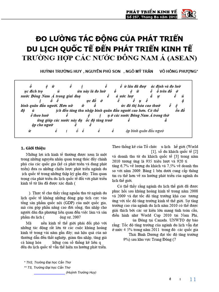 257 Do Luong Tac Dong Cua Du Lich Den PTKT Cac Nuoc ASEAN | PDF