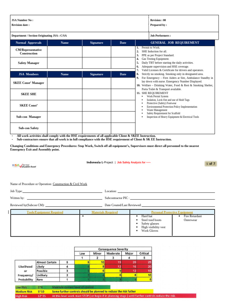 JSA For BP (Eng - Sample) | PDF | Scaffolding | Personal Protective ...
