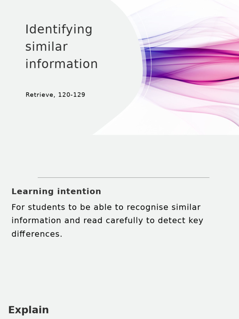 Information - 120 To 129 (Identifying Similar Information) | PDF