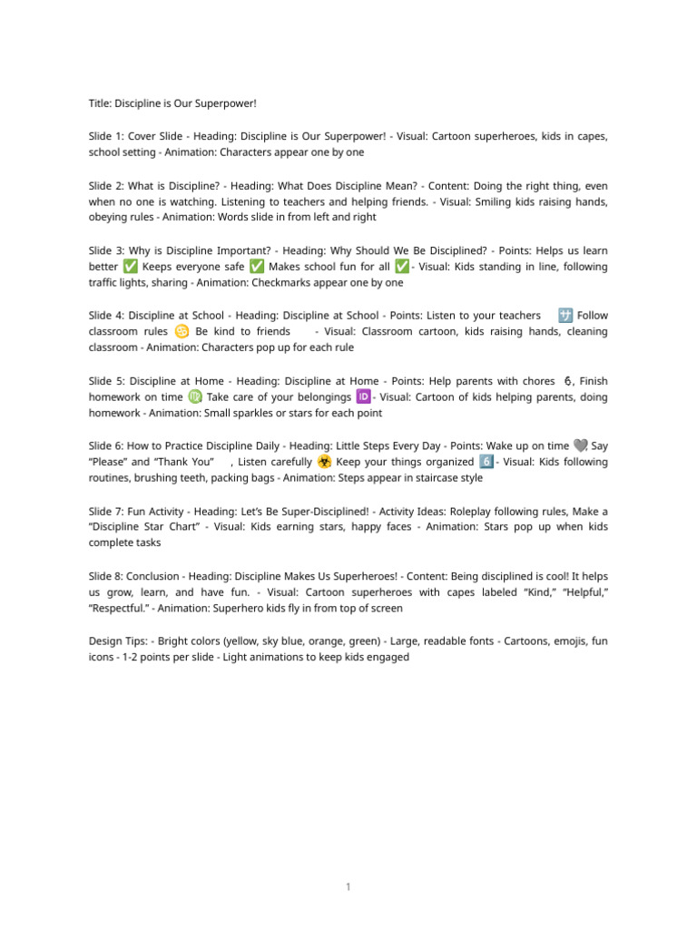 Discipline Ppt Kids | PDF