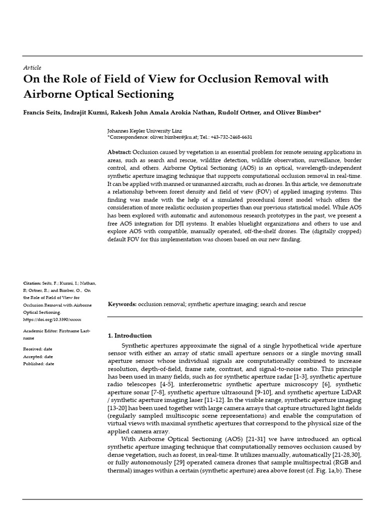 Field of View Impact on Occlusion Removal | PDF | Aperture | Trees