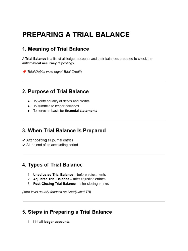 Preparing a Trial Balance | PDF