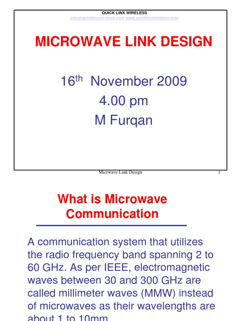 Microwave Link Design Overview | PDF | Microwave | Radio Propagation