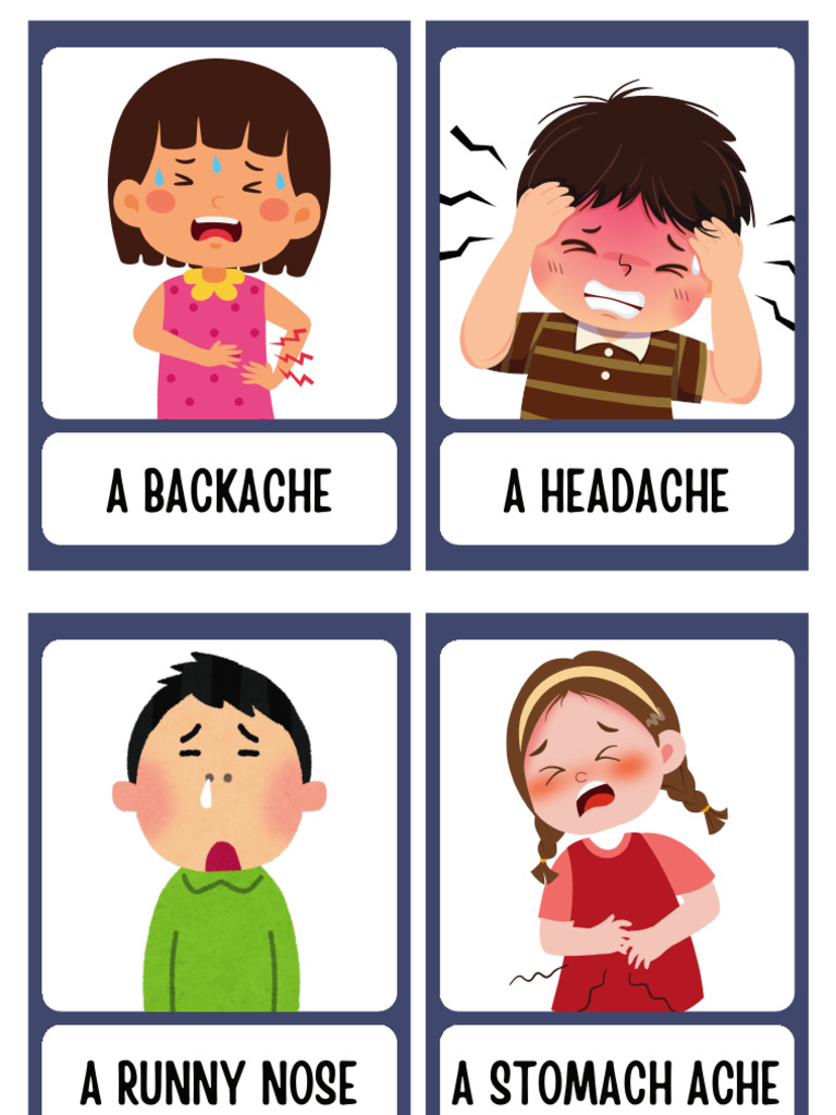 Health Flashcards in Blue Watercolor Style | PDF