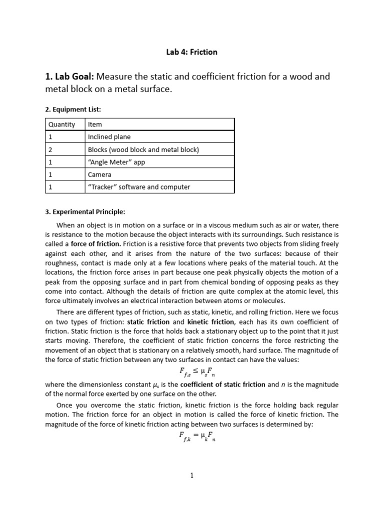 Measuring Static and Kinetic Friction | PDF | Friction | Force