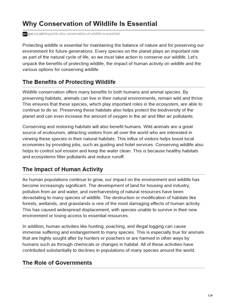 Day 2 - Why is Wildlife Protection Important | PDF | Conservation ...